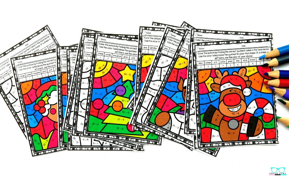 Color by Number Multiplication Worksheets for New Year's - Raven Cruz