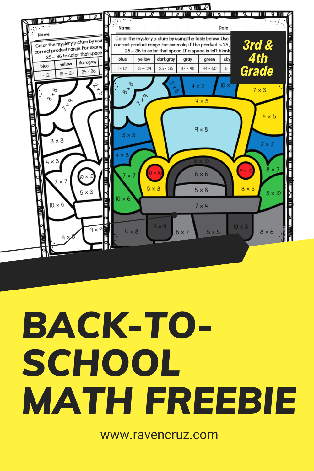 Free Back-to-School Math Activity for Multiplication - Raven Cruz